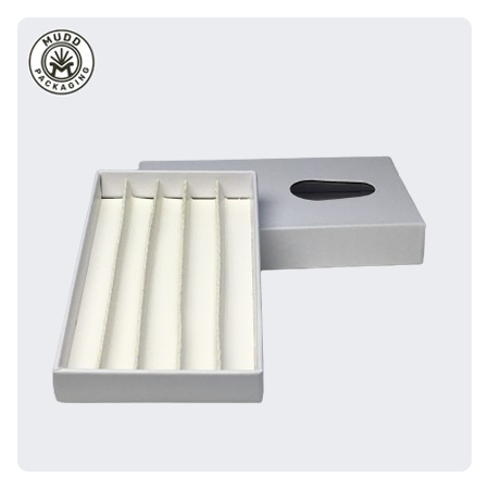 Cardboard Push-Pack for 5 Prerolls (White with Dividers) – Mudd Packaging