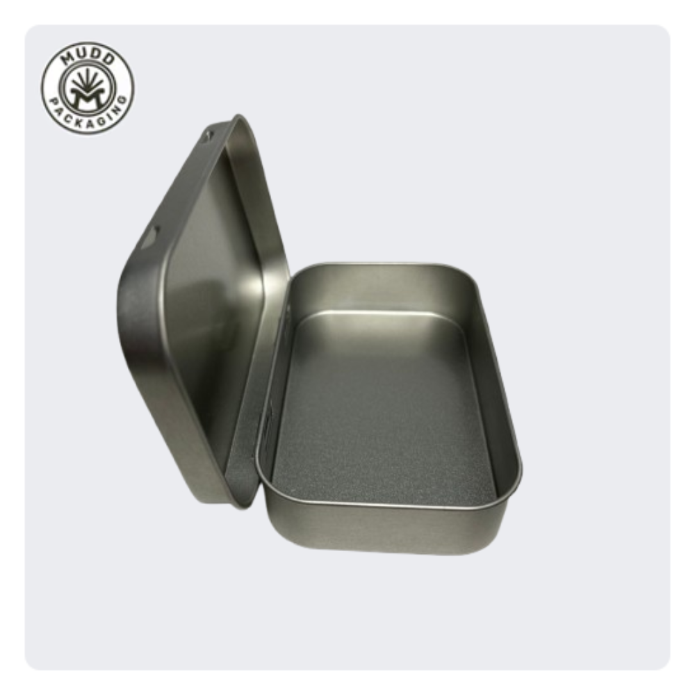 100mm Silver Hinged Tin – Child-Resistant Box for Edibles & Joints ...